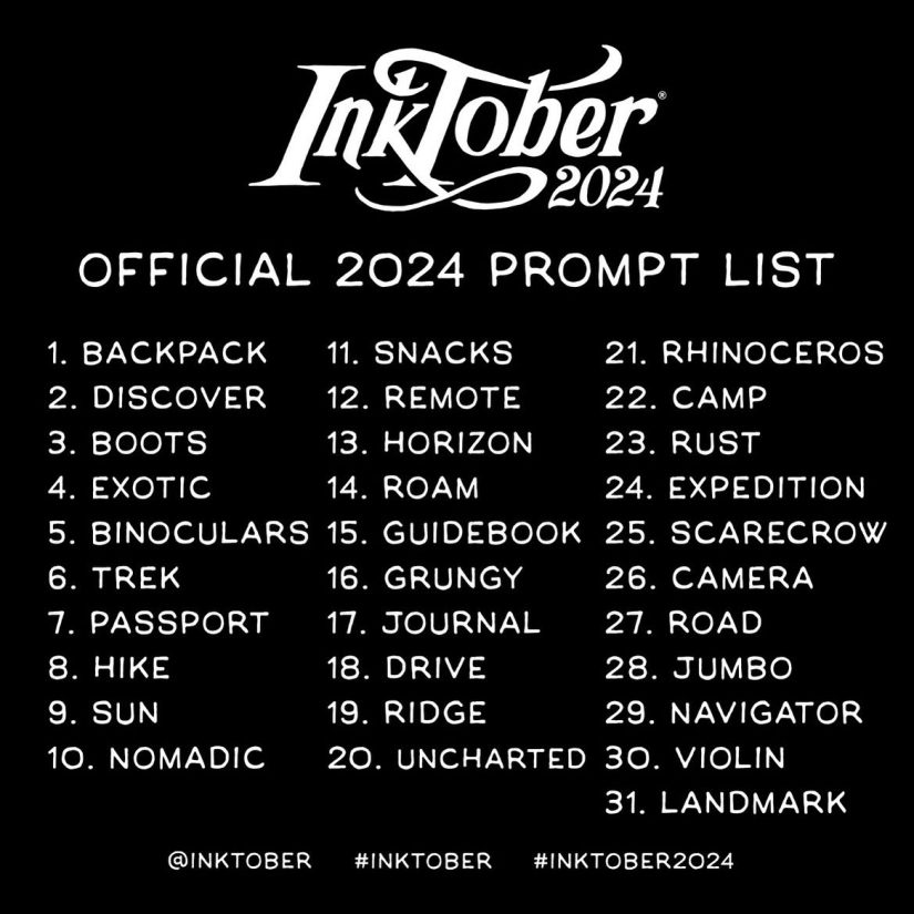 Inktober 2024 Prompt List: Challenge Your Creativity Daily – Carolina ...
